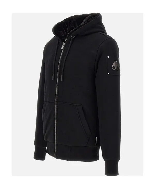 Moose Knuckles Logo-plaque Drawstring Zip-up Hoodie - Black