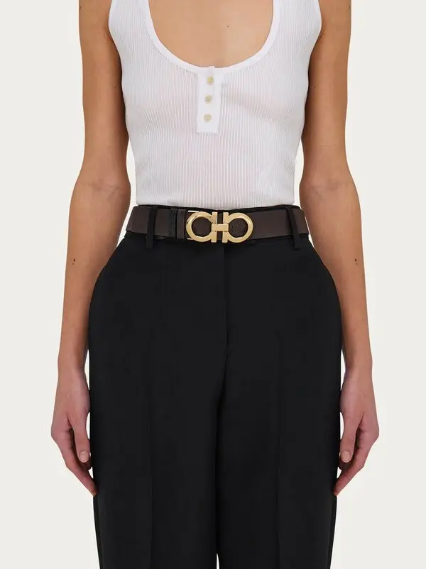 FERRAGAMO Gancini Buckle Leather Belt