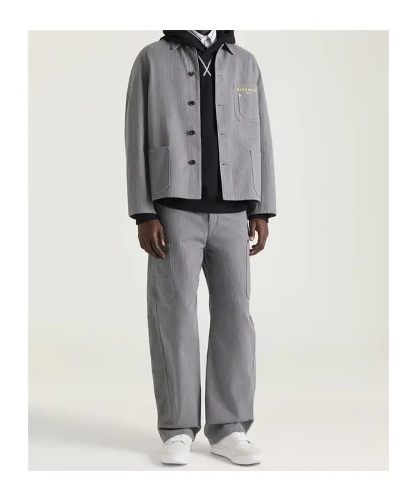 Givenchy Paris Logo Embroidered Denim Jacket - Grey