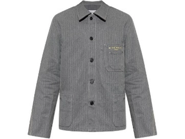 Givenchy Paris Logo Embroidered Denim Jacket - Grey
