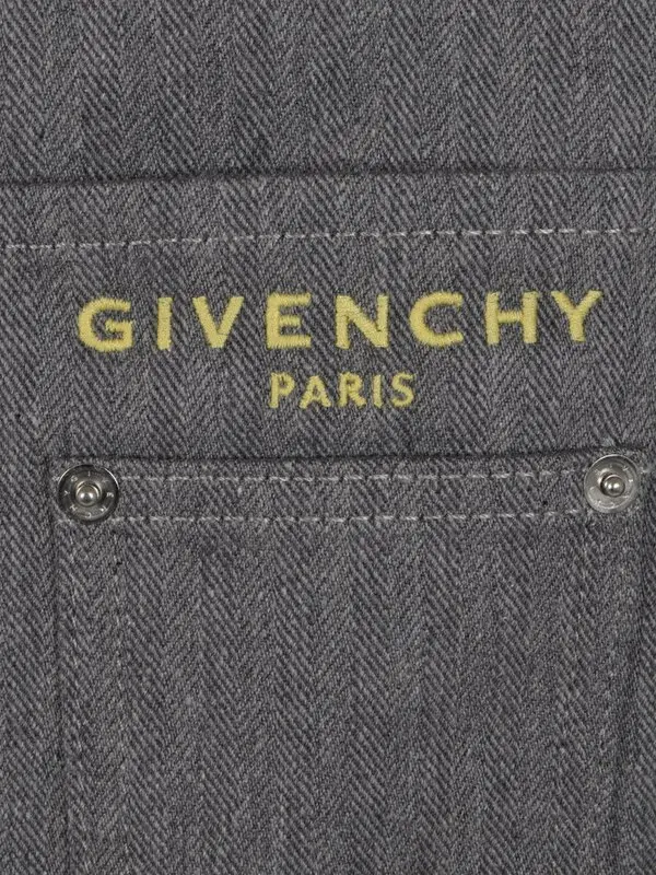 Givenchy Paris Logo Embroidered Denim Jacket - Grey