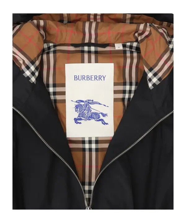 Burberry Plaid Hooded Long-sleeve Jacket - Black