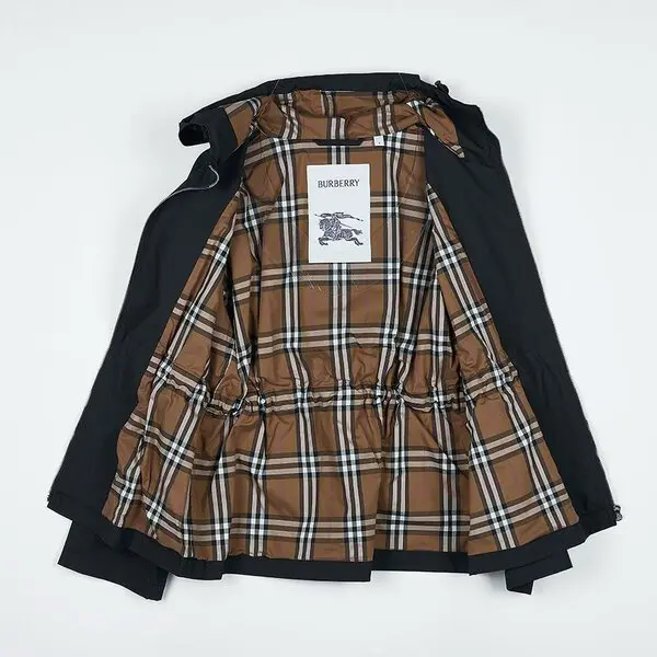 Burberry Plaid Hooded Long-sleeve Jacket