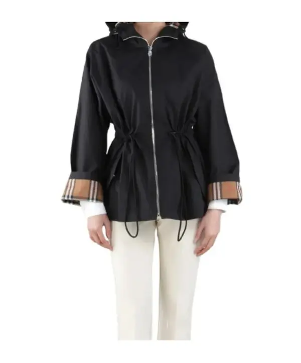 Burberry Plaid Hooded Long-sleeve Jacket