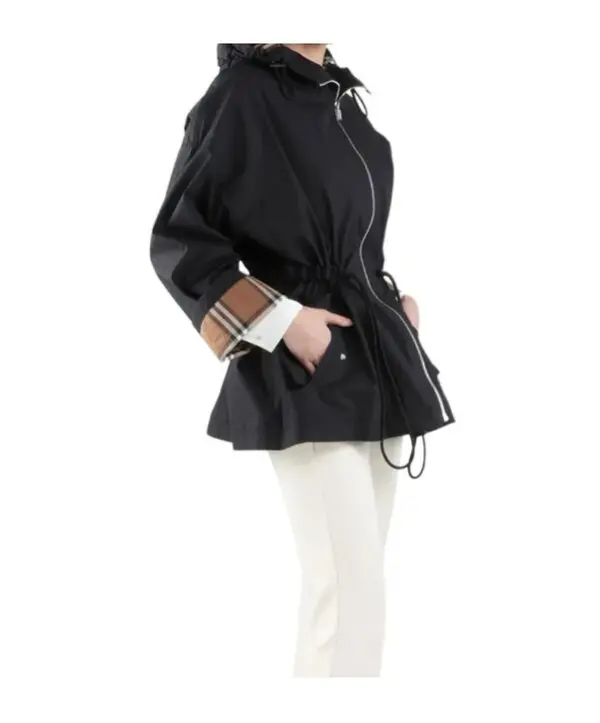 Burberry Plaid Hooded Long-sleeve Jacket