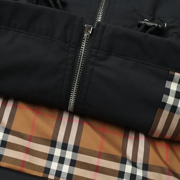 Burberry Plaid Hooded Long-sleeve Jacket
