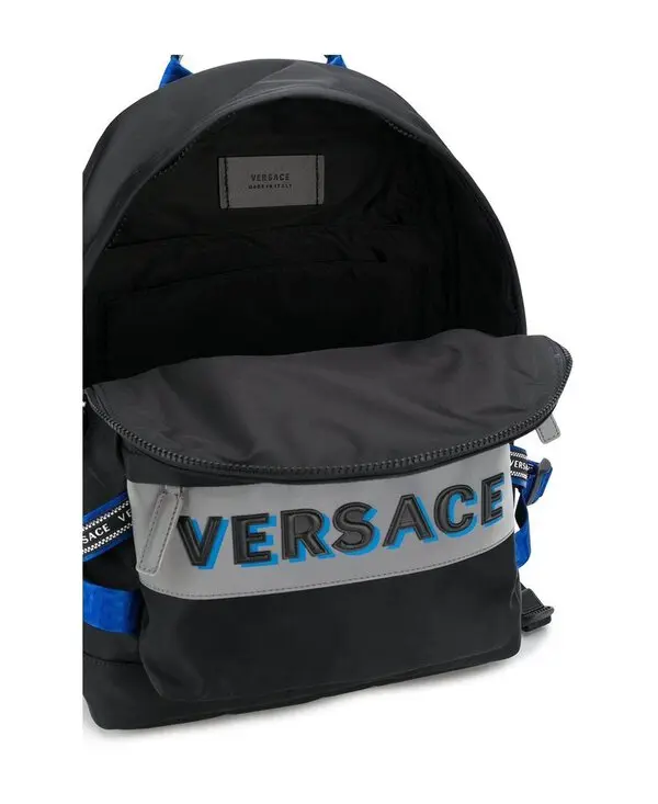 Versace Logo Embossed Backpack