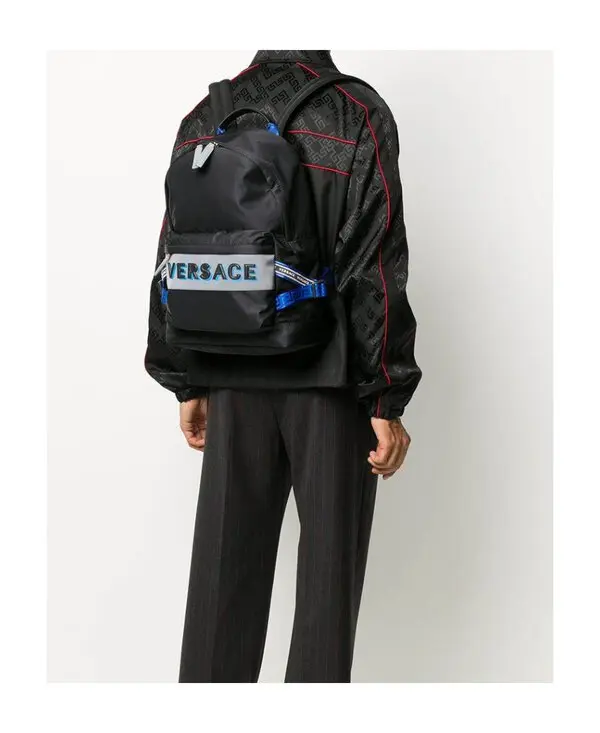 Versace Logo Embossed Backpack