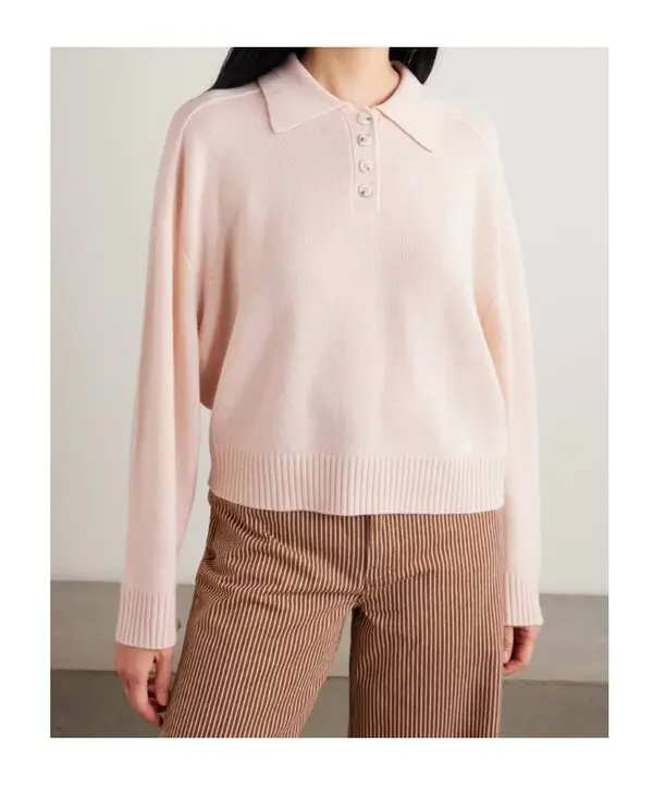Loulou De Saison Homere Embroidered Cashmere Sweater - Lightpink