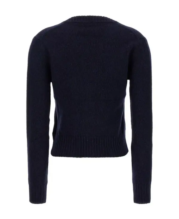 AMI Paris V-neck Knitted Cardigan With De Coeur Pattern
