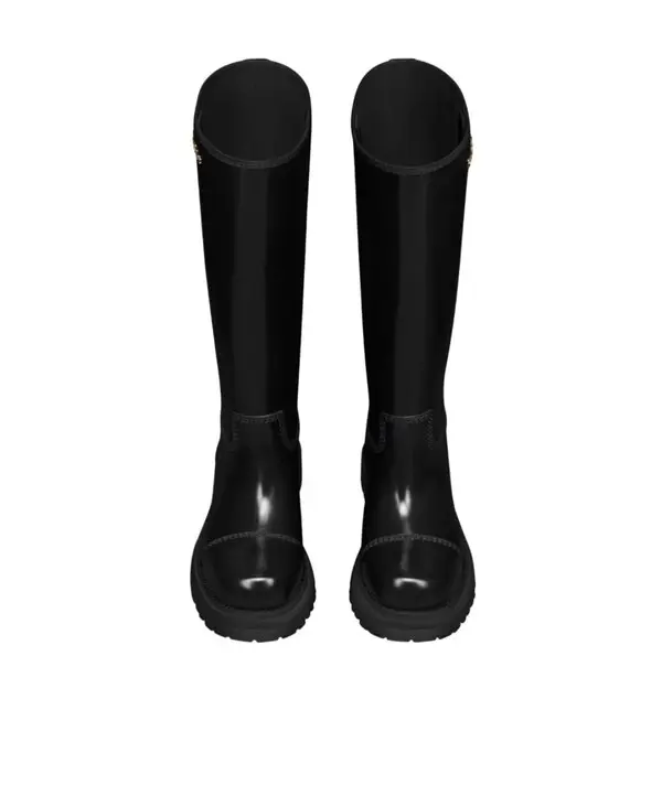 Dior Knee High Boots With Gold Tone Logo