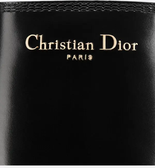 Dior Knee High Boots With Gold Tone Logo