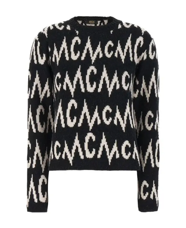 Mcm Logo Intarsia Crewneck Jumper