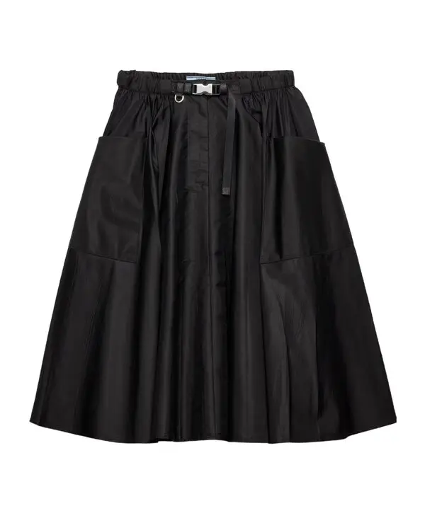 Prada Belted Pleated Skirt - Black