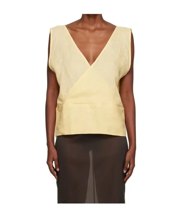 BASERANGE Wrap Top With V-neck And Open Back