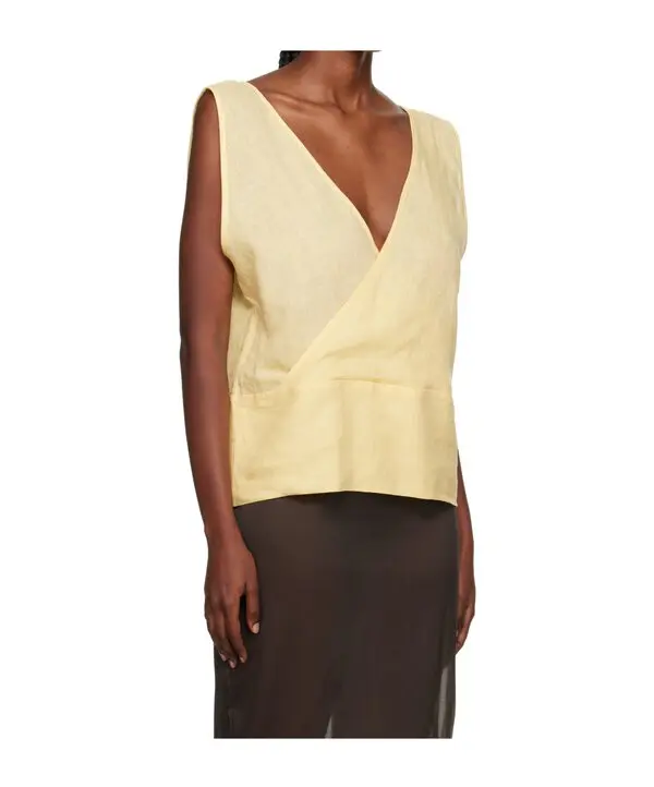 BASERANGE Wrap Top With V-neck And Open Back