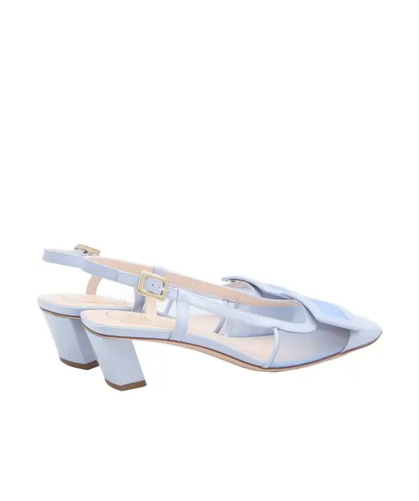 ROGER VIVIER Slingback Pumps With Square Buckle Detail - Light Blue