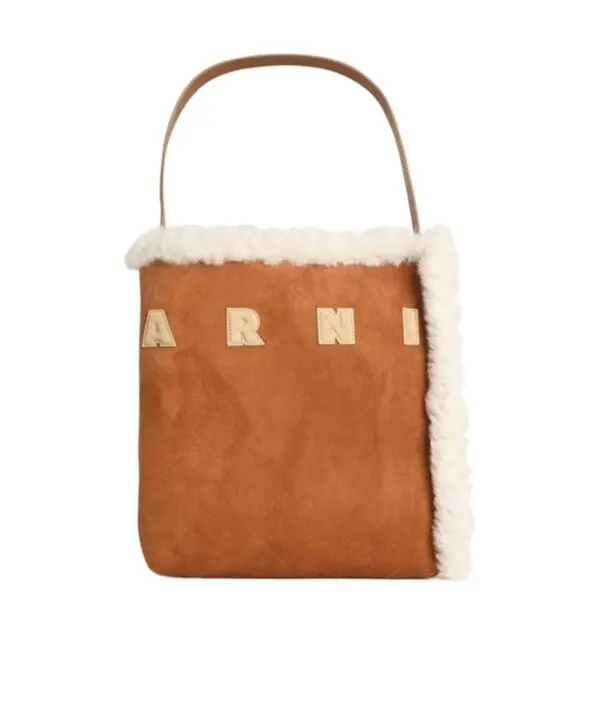Marni Logo Appliqué Top Handle Bag - Brown