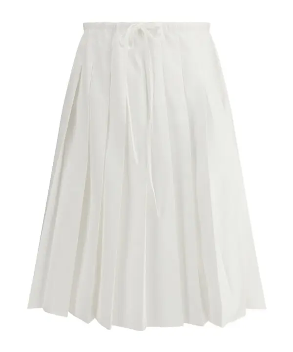 Prada Drawstring Pleated Midi Skirt - White