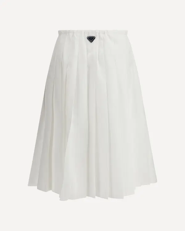 Prada Drawstring Pleated Midi Skirt - White