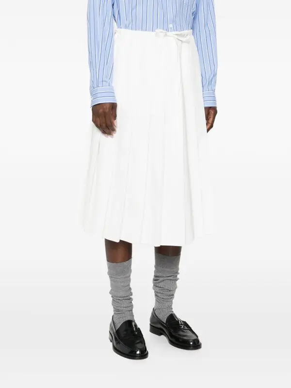 Prada Drawstring Pleated Midi Skirt - White