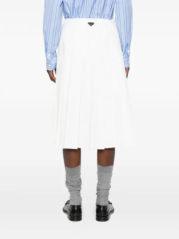 Prada Drawstring Pleated Midi Skirt - White