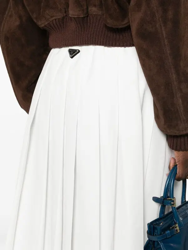 Prada Drawstring Pleated Midi Skirt - White