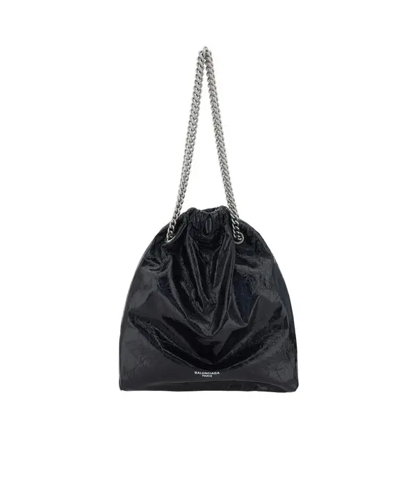 Balenciaga Crush Medium Tote Bag With Chain Strap - Black