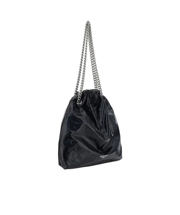 Balenciaga Crush Medium Tote Bag With Chain Strap - Black