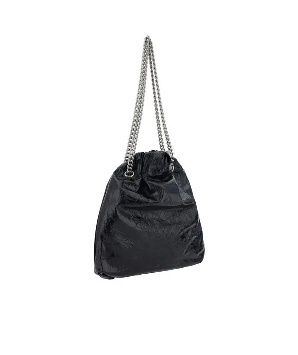 Balenciaga Crush Medium Tote Bag With Chain Strap - Black