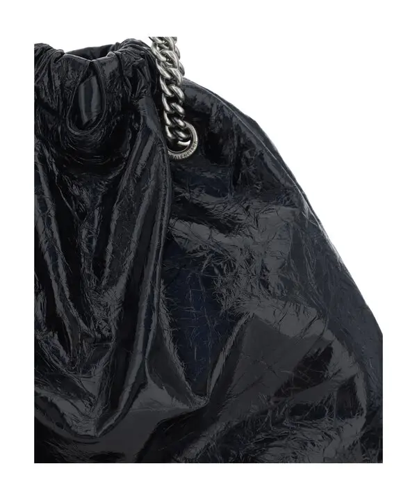 Balenciaga Crush Medium Tote Bag With Chain Strap - Black