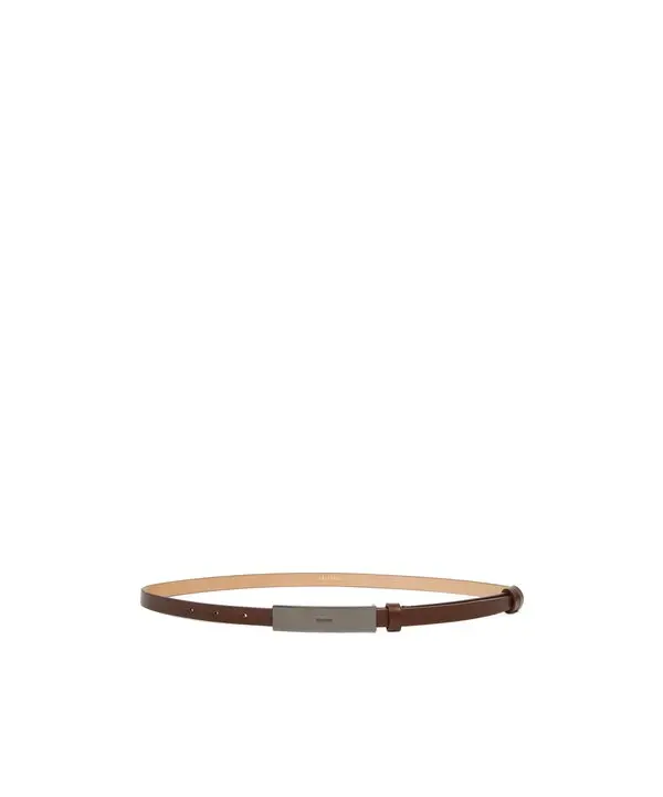 Max Mara Logo Engraved Buckle Belt - Cocoa