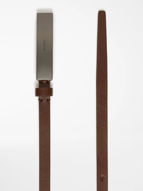 Max Mara Logo Engraved Buckle Belt - Cocoa