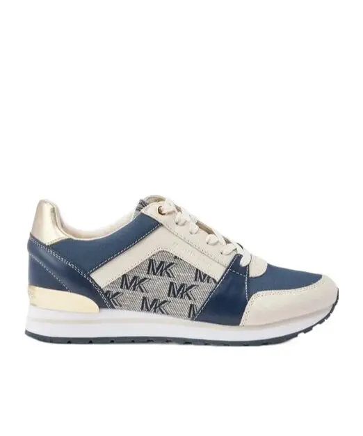 Michael Kors Logo Jacquard Paneled Leather Sneakers