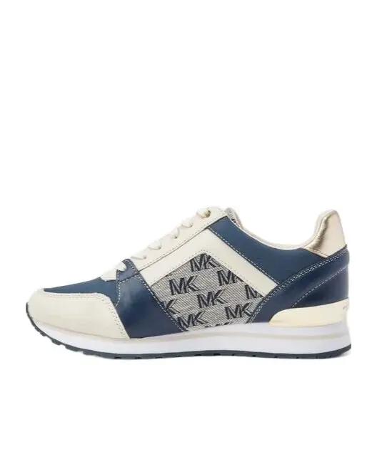 Michael Kors Logo Jacquard Paneled Leather Sneakers