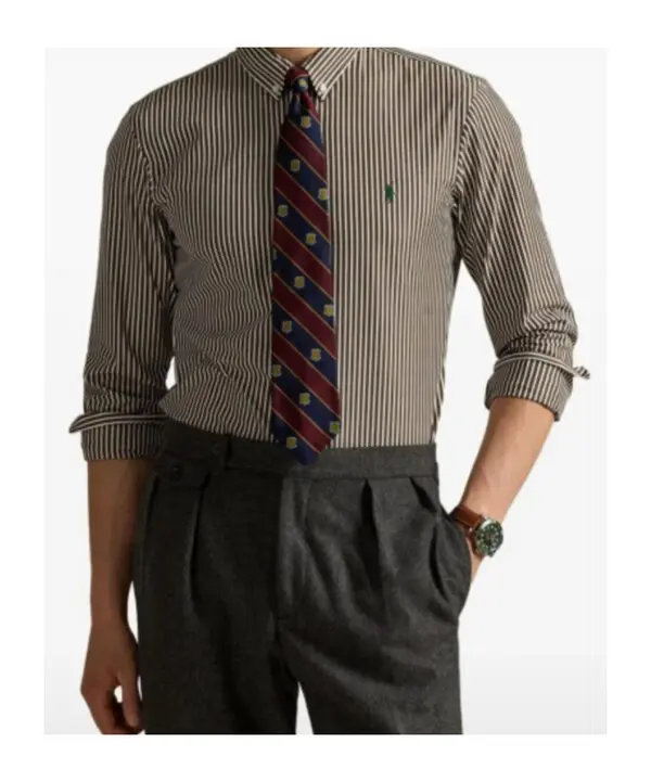 Polo Ralph Lauren Polo Pony-embroidered Striped Shirt - Gray
