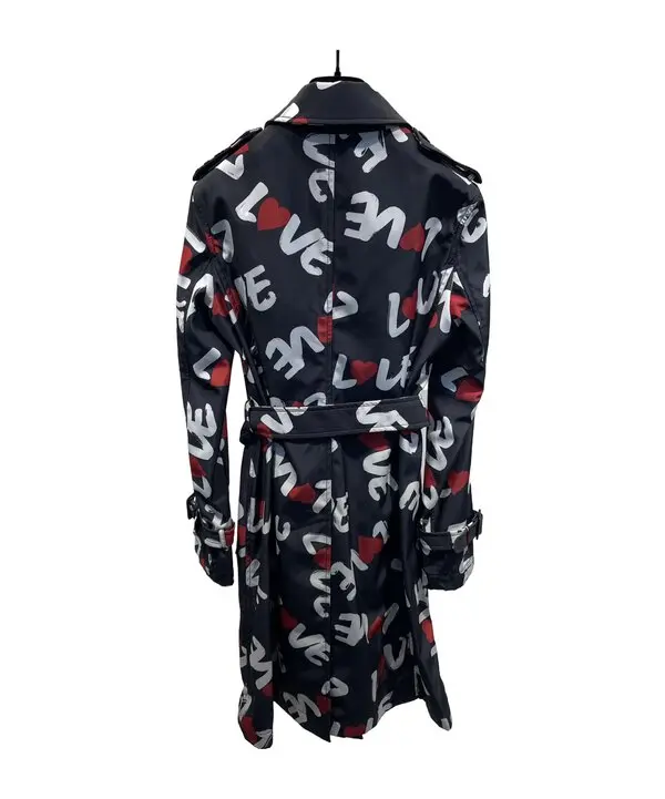 Moschino Double-breasted Trench Coat With Graphic Print