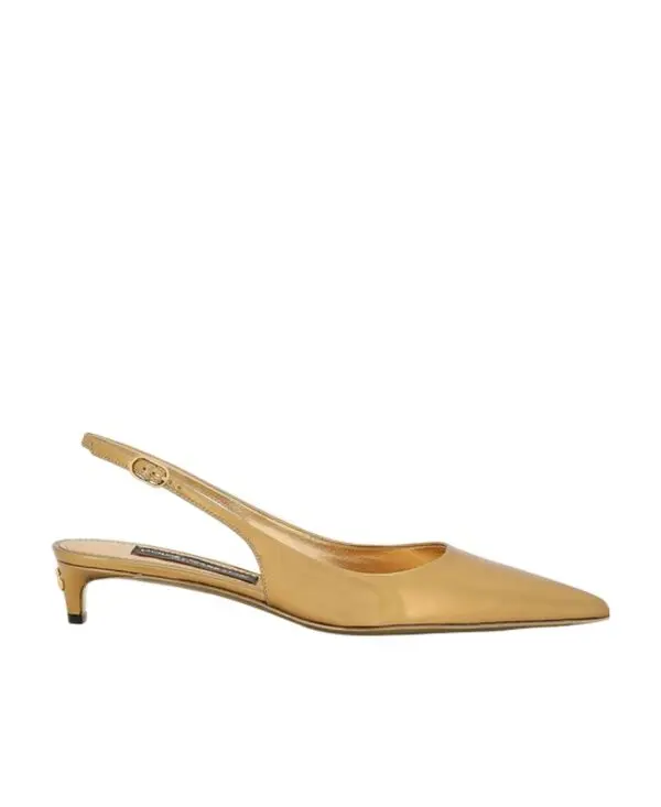 Dolce & Gabbana Dg Logo Detailed Pointed Toe Slingbacks - Nude