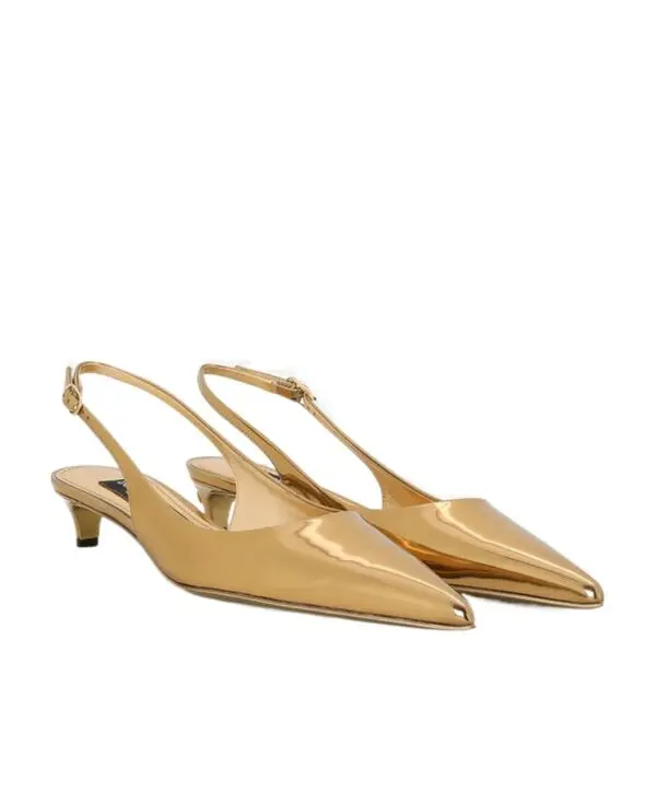 Dolce & Gabbana Dg Logo Detailed Pointed Toe Slingbacks - Nude