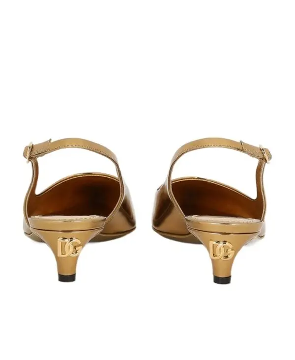 Dolce & Gabbana Dg Logo Detailed Pointed Toe Slingbacks - Nude