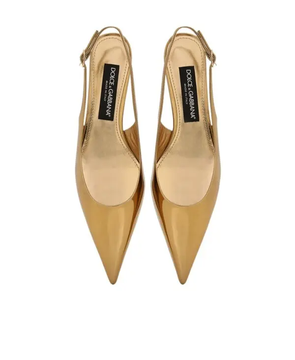 Dolce & Gabbana Dg Logo Detailed Pointed Toe Slingbacks - Nude
