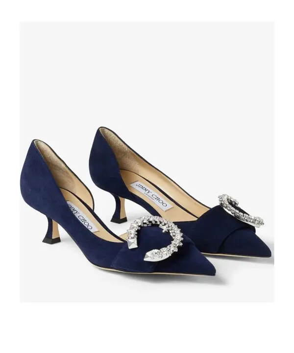 JIMMY CHOO Melva D'orsay Pointed Heels With Crystal Buckles
