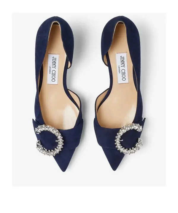 JIMMY CHOO Melva D'orsay Pointed Heels With Crystal Buckles