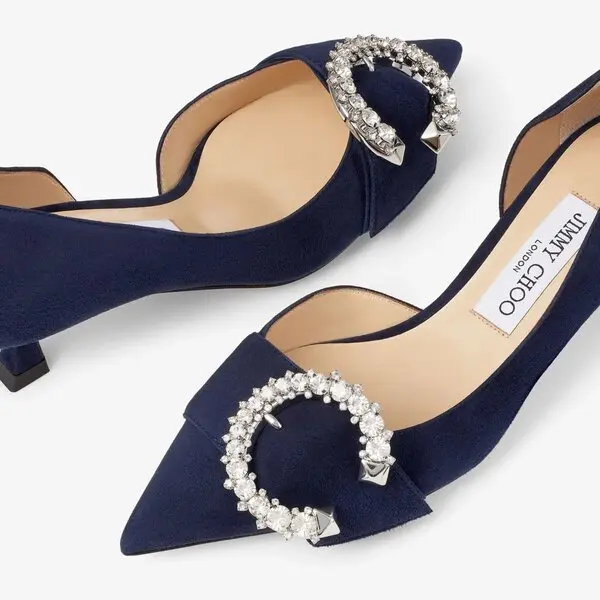 JIMMY CHOO Melva D'orsay Pointed Heels With Crystal Buckles