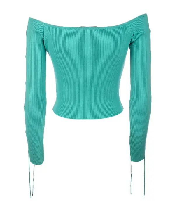Giuseppe Di Morabito Off-shoulder Lace-up Top - Green