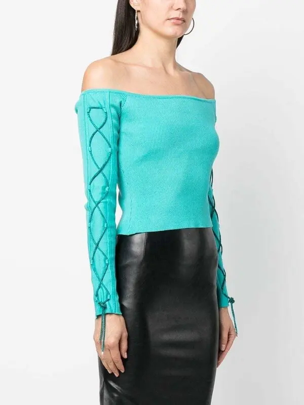 Giuseppe Di Morabito Off-shoulder Lace-up Top - Green