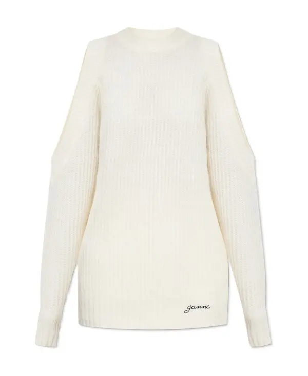 GANNI Cold-shoulder Crewneck Jumper