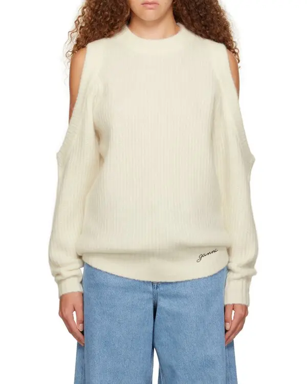 GANNI Cold-shoulder Crewneck Jumper