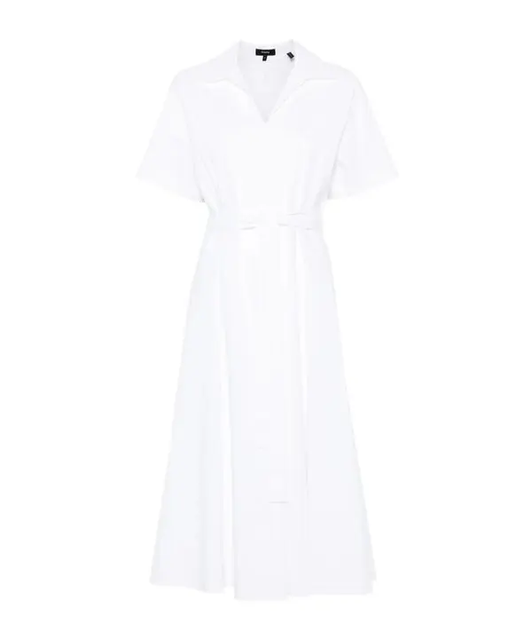 Theory Short-sleeve Belted Midi Dress - White