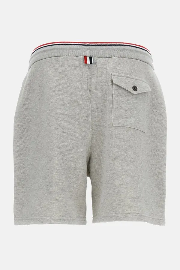 Thom Browne Drawstring Shorts With Signature Striping - Gray